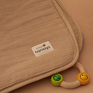 Muslin Baby Quilt, 36"x45", Super Soft Comforter, Nursery Crib Blanket, 100% Muslin Cotton Double Layer Shell & Thermo Fiber Fill, Breathable, Durable for Infant Toddler (Warm Sand)