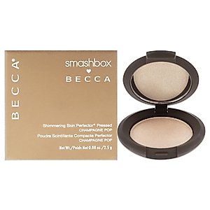 X BECCA Shimmering Skin Perfector Pressed Highlighter, Luminous Glow, Buildable and Blendable, for All Skin Types, Champagne Pop