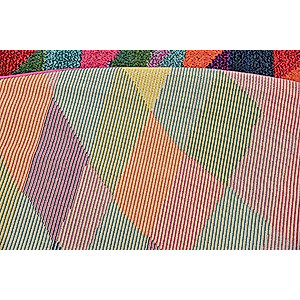 Unique Loom Estrella Collection Geometric, Abstract, Colorful, Modern, Eclectic Area Rug, 8 ft x 8 ft, Multi/Pink