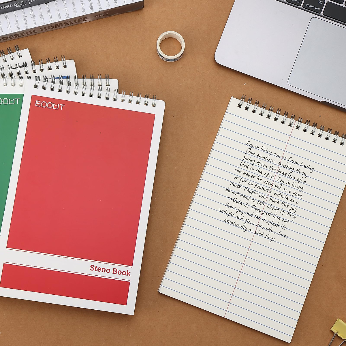 EOOUT Top Spiral Steno Pads 5 Pack, 6x9 Inches, 80 Sheets White Paper Gregg Rule, 5 Assorted Covers Steno Notebooks for Writing Notes in School, University, College, Office