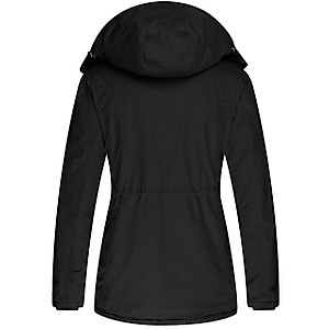 wantdo Women's Warm Thickened Parka Jacket Black XL Ladies' Water Resistant Winter Coat Navy XL