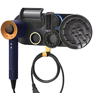 Storage Holder for Dyson Supersonic Hair Dryer, Dyson Hair Dryer Holder Acrylic Dyson Hair Dryer Wall Mount Black for 5 Dyson Hair Attachments Wide Tooth Comb, Genyen Eye