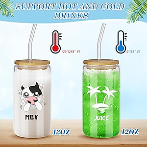 Tioncy 12 Pieces 12 oz Sublimation Glass Blanks Frosted Sublimation Cups with Bamboo Lids and Straws Clear Beer Can Jars with 12 Gift Boxes for Gifts Coffee Juices DIY