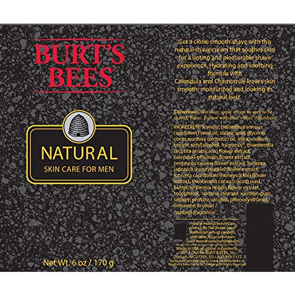 Burt's Bees Natural Skin Care for Men Shave Cream, 6 Ounces
