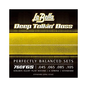 La Bella 760FGS Deep Talkin' Bass Golden Alloy Flat Wound - Standard Bass Guitar Strings