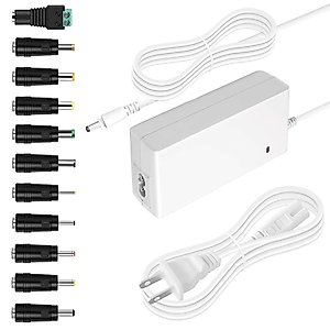 Gonine 12V 5A Monitor Power Supply Adapter White, 60W Power Cord Replacement for 12Volts LED Monitor Security Cameras LED Strips