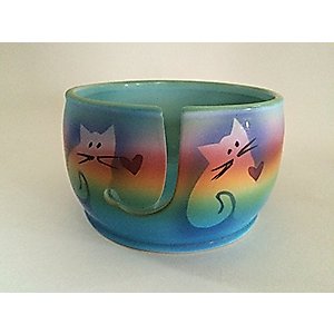 Kitty Cat Yarn Bowl by Award-Winning Artist Judith Stiles. Handmade in USA (Cape Cod). Pottery Knitting & Crochet Bowl, Handmade Durable Pottery. Gift for Knitters, Cat Lovers and Animal Lovers.