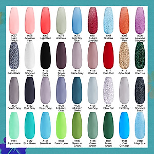 Lavender Violets 42 Pcs Gel Nail Polish Set, Gel Nail Kit with 36 Gel polish Colors Coat, 6 Bottles of Base top Coat, Glossy Matte Diamond Shine Glow in the Dark Top Coat for Nail Art C954