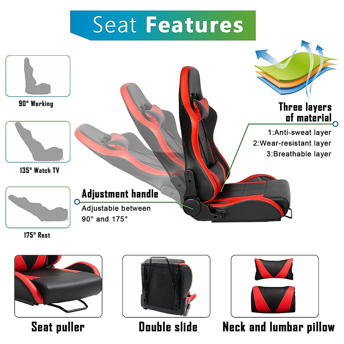 Hottoby Foldable Racing Simulator Cockpit Stand with Red Seat Fit for Logitech/Thrustmaster G25,G27,G29,G920,G923&T300RS,TX,T80,Multi-Angle Adjustment Sim Cockpit racing wheel,No Steering Wheel,HandBr