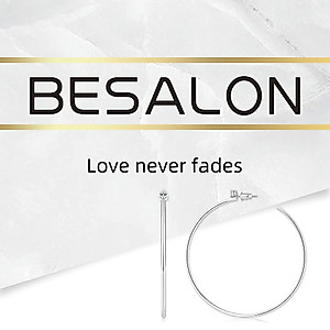 Besalon Silver Big Hoop Earrings for Women 14K Thin Gold Plated Hoops Earring Hoops for Women Lightweight 70mm with Cubic Zirconia
