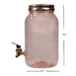 Drink Dispenser, Rose Gold (Single Pack) By Home Basics | Plastic Drink Dispenser, With Spigot and Carrying Lid