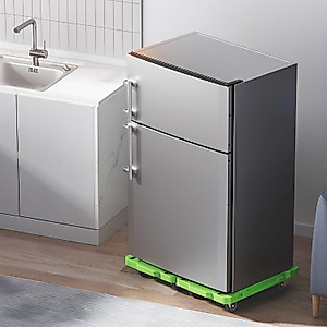 KOSTANZO Furniture Dolly - 16.5" X 11.4" Flat Furniture Dolly with Frosted Plastic Surface, 2 Inch Swivel Caster for All Floors, Ideal for Home, Office, Garage with 2 Elastic Straps (2 Pack, Green)