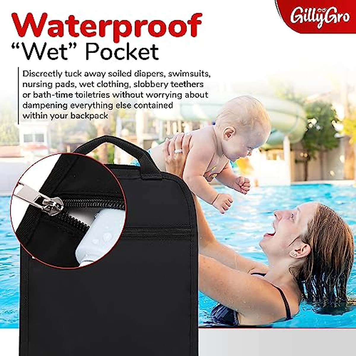 GillyGro Backpack Organizer Insert, Baby Diaper Bag Backpack Organizer, Foldable Universal Backpack Insert with Insulated Bottle Pockets, Zippered Waterproof Pouch