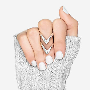 Boho-Magic Sterling Silver Chevron Ring for Women Statement Large Wide Band Full Finger (9)