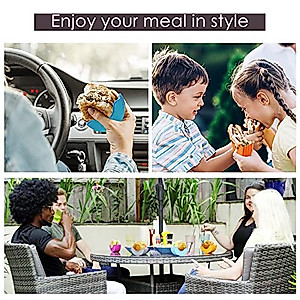 Retractable Reusable Hamburger Sandwich Burger Holders Fixed Box Clip Rack, Adjustable Hygienic Silicone Fixed French Fry Hamburger Sauce Ketchup Holder Container Boxes for Eating, 4 Pcs