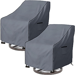 Dalema Outdoor Swivel Lounge Chair Cover 2 Pack,Heavy Duty 100% Waterproof Patio Swivel Chair Covers,Weatherproof Furniture Protective Cover for Lawn/Garden Swivel Chair(37.5" Lx39.25 Wx38.5 H,Grey)