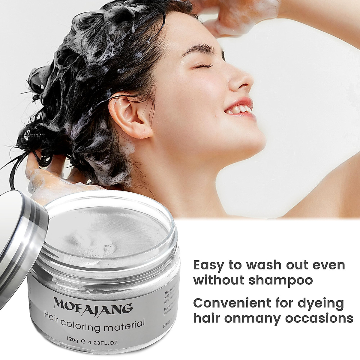 SOVONCARE Gray Temporary Hair Wax Color, Professional Styling Pomades Natural Hairstyle Clay for Men & Women Christmas Cosplay Date 4.23 oz (Sliver Gray)