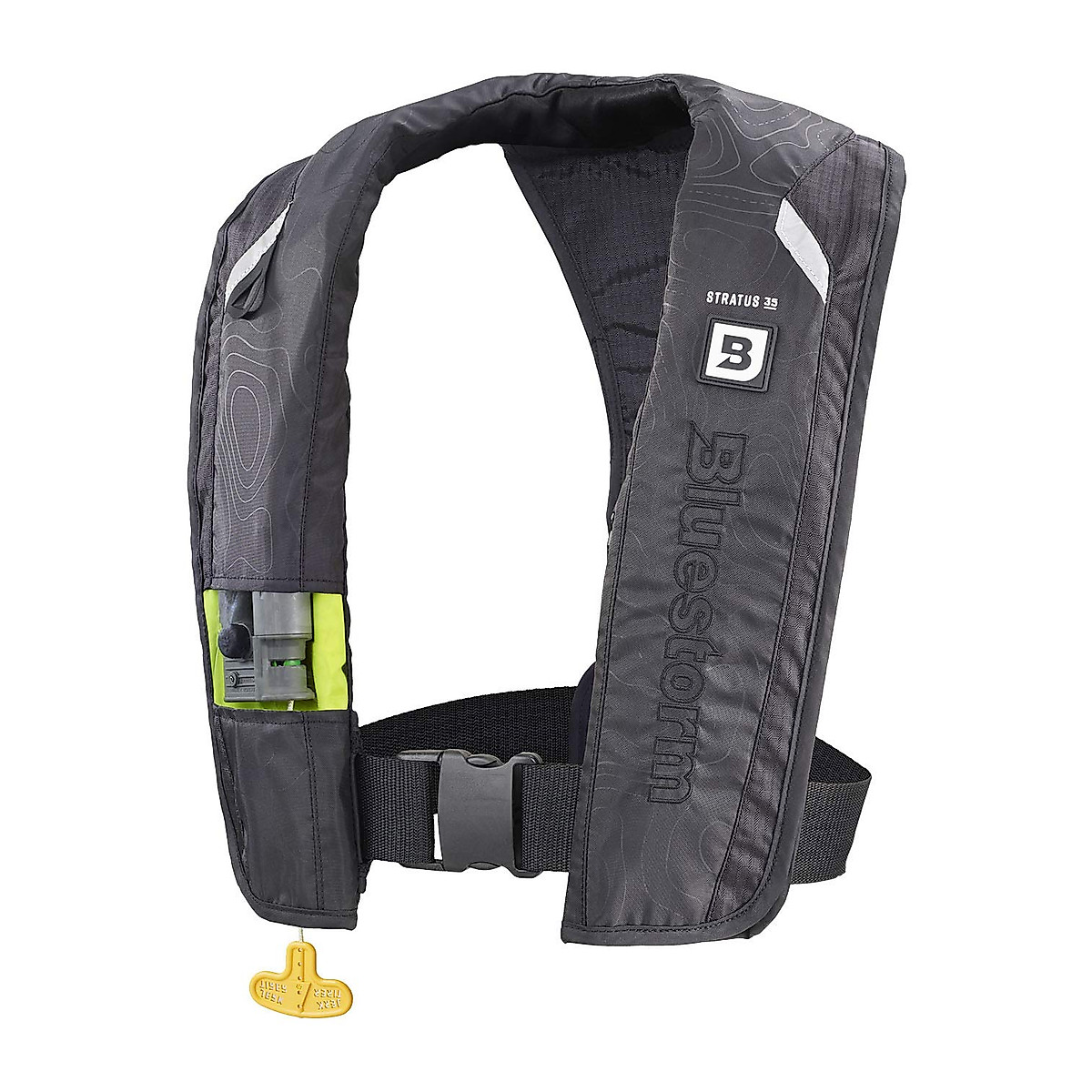 BLUESTORM Stratus 35 Inflatable Life Jacket PFD for Adults (Apex Black) | US Coast Guard (USCG) Approved Automatic Self Inflating Life Vest Preserver with Manual Override