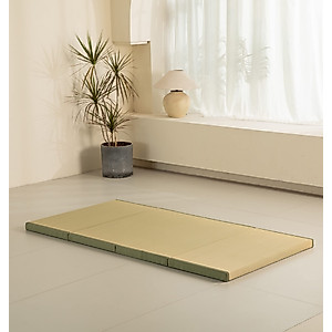 MustMat Thick Tatami Mat Twin XL Floor Mattress Japanese Tatami Bed with Storage Bag 39 x 80 x 2 in (Green)