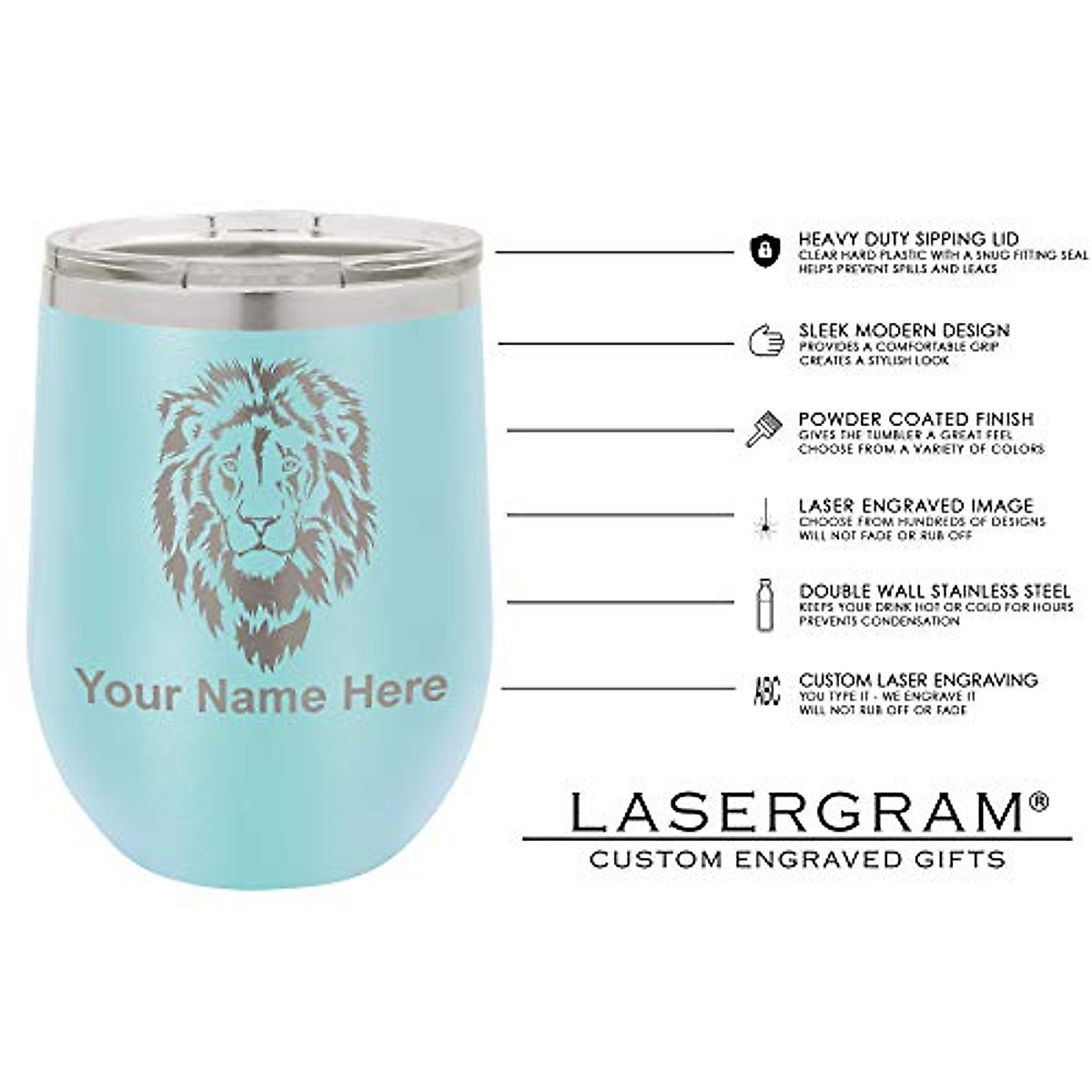 SkunkWerkz Wine Glass Tumbler, Hawaiian Sea Turtle, Personalized Engraving Included (Light Blue)