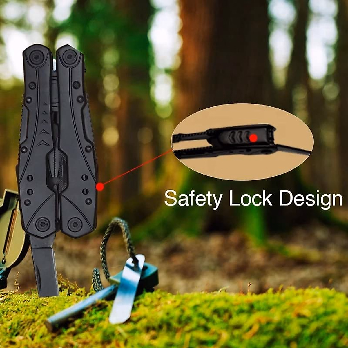 JNEPro Multi Tool | Folding Pocket Knife | 12 in 1 Multi Function Tool w/Nylon Pouch | Stainless Steel | Pliers, Screwdriver & 10 Screw Bits, Bottle/Can Opener, Metal File, Wood Saw | Black