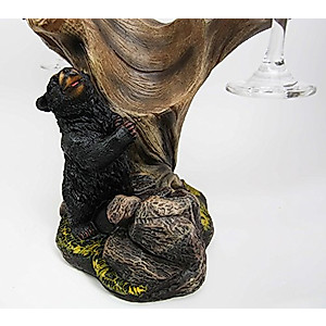 Gifts & Decor 10" Tall Climbing Black Bear Liquor Wine Glasses and Bottle Valet Holder Decorative Figurine