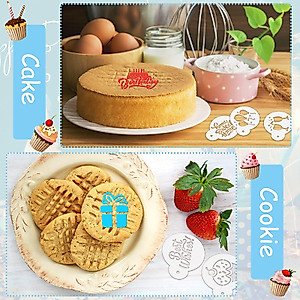 20 Pieces Cake Stencil Templates Decoration Cookie Stencil for Birthday Cookies Baking Stencil Painting Templates Reusable Stencil Painting Mold Tools, Dessert, Coffee Decorating Mold(Cake Style)
