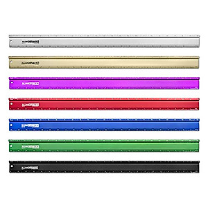 Alumicolor AlumiCutter Aluminum Straight Edge w/Blade for Office, School, Engineering and Framing, 24IN, Blue