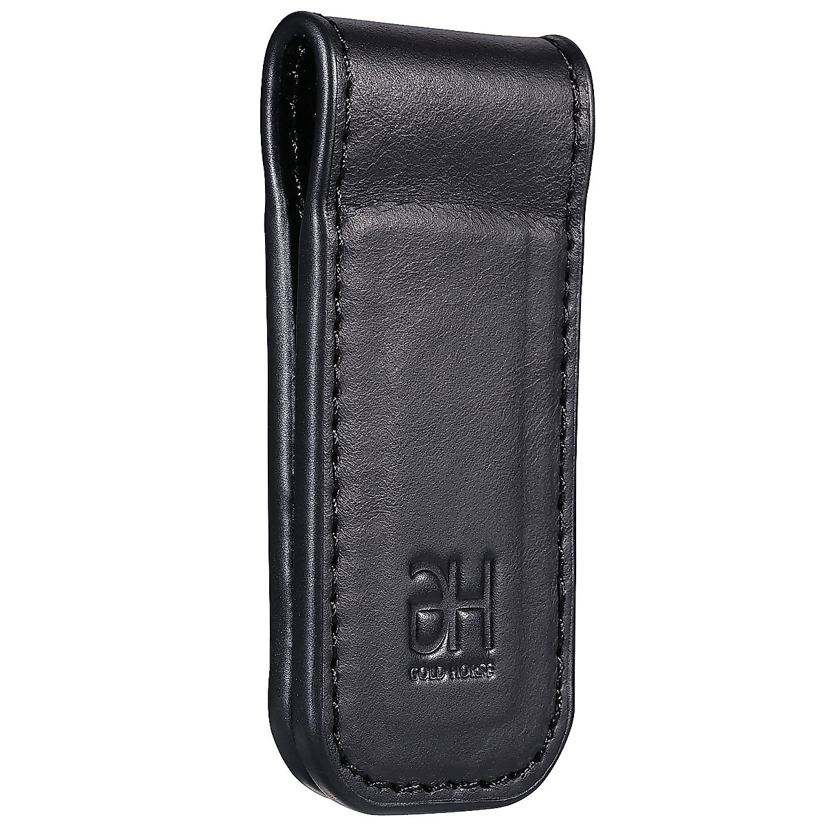 GH GOLD HORSE Slim Magnetic Money Clip Genuine Leather Business Card Holder for Men, Black