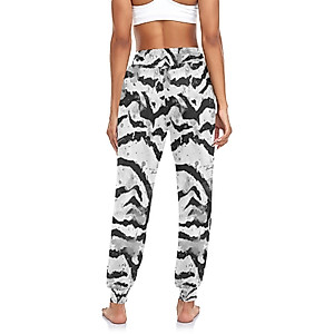 Yasala Harem Pants for Women Tiger Stripes Smocked Waistband Yoga Pants Hippie Palazzo Pants Athletic Workout Pants