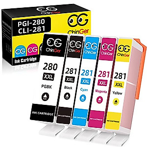 CHINGER Compatible Ink cartridges Replacement for Canon 280 281 PGI-280XXL CLI-281XXL PGI280 XXL CLI281XXL Used in PIXMA TR7520 TR8520 TS9120 TS6120 TS6220 TS6320 TS8320 TS8220 TS8120 Printer (5 Pack)