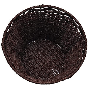 Zuvo [2 Pack] Round Wicker Waste Paper Bin and Basket, Rubbish Basket for Bedroom, Bathroom, Offices or Home (Brown)