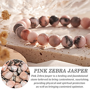 Seyaa Bracelet for Women, Pink Zebra Jasper Bracelet, Birthday Valentines Day Gift for Her Teen, Natural Crystal Stone