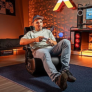 X Rocker Jynx Floor Gaming Chair, Headrest Mounted Speakers, 2.1 Bluetooth Audio System, Wireless, Recliner with Padded Armrest, 5111601, 37.01" x 22.83" x 34.65", Black