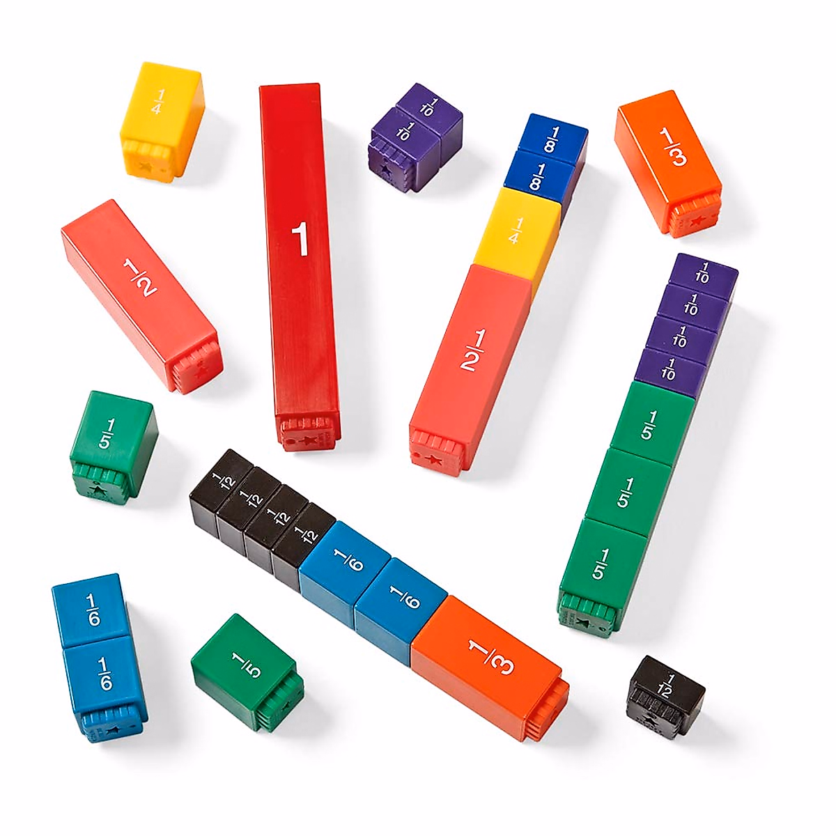 hand2mind Rainbow Fraction Tower Cubes, Montessori Math Materials, Fraction Manipulatives, Unit Fraction, Fraction Cubes, Math Manipulatives for Elementary School, Homeschool Supplies (Set of 51)