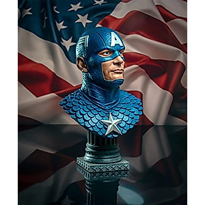 Legends in 3-Dimensions: Marvel Comics Captain America 1: 2 Scale Bust, Multicolor
