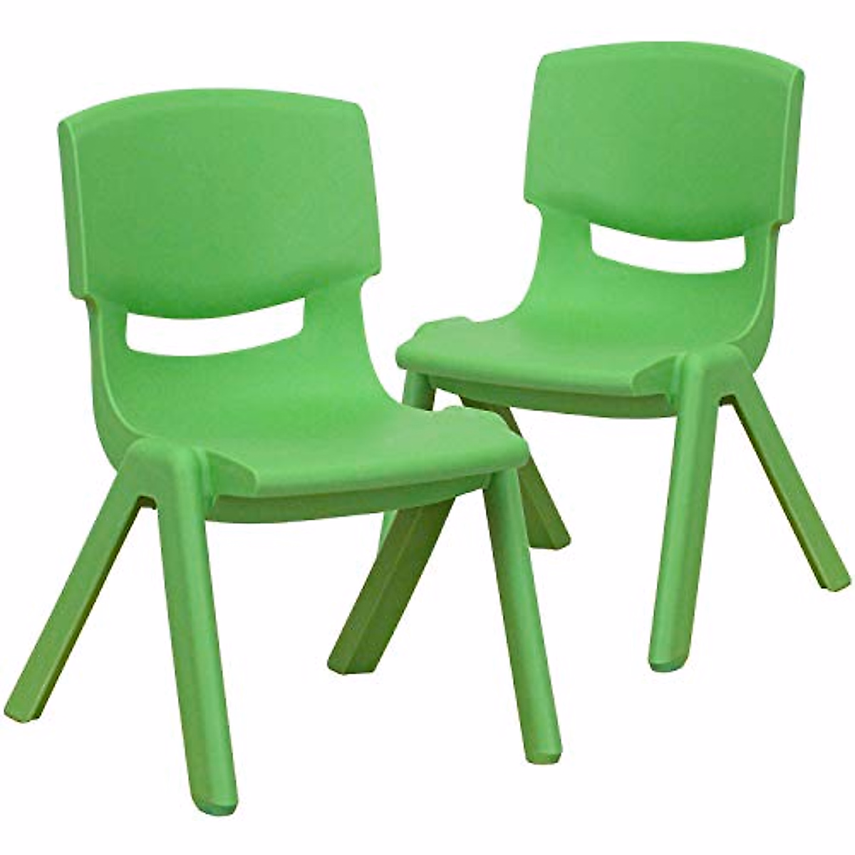 Flash Furniture Whitney 2 Pack Green Plastic Stackable School Chair with 10.5'' Seat Height