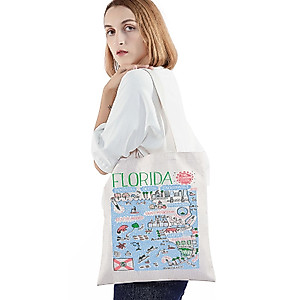 BWWKTOP Florida State Canvas Tote Bag Florida Souvenirs Gifts Florida Travel Bag Florida Tourism Bag Florida Shoulder Bag (Florida)