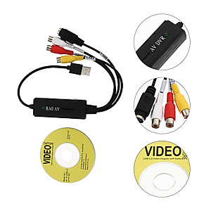 OSALADI Video Converter Capture USB Capture Card USB Capture 1 Set of Video Adapter Video Selector Portable Audio Adapter (Black) Capture Card Audio Video Capture