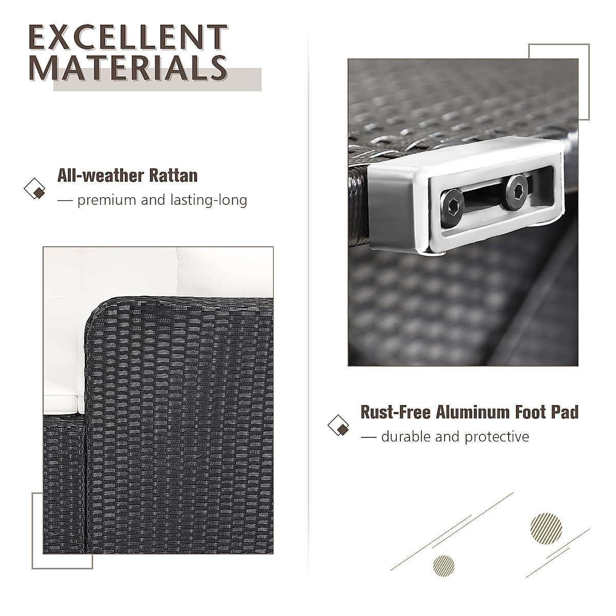 RELAX4LIFE Rattan Patio Outdoor Daybed, Wicker 2-Person Sunbed Loveseat with Soft Cushions, 4 Pillows, Curved Backrest & Armrest, Double Bed Lounger Sofa Set for Balcony Porch, Patio Bed (Beige)