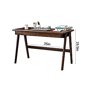 Acrylicolor Wood Writing Desk with 2 Drawer,Home Office Desk for Small Spaces Study Desk PC Table Workstation (Walnut, 39.4x23.6x29.5)