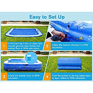 FUNAVO Inflatable Pool, 101" X71" X22" Blow Up Swimming Pools for Kids, Toddlers, Infant, and Adults, Full-Sized Family Kiddie Pool for Ages 3+, Outdoor, Garden, Backyard, Summer Water Party