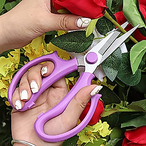 Garden Pruning Shears Scissors,Professional Floral Shears,Colorful Flower Scissors with Comfortable Grip Handles,Premium Floral Scissors with Protective Case for Flower Arrangement,Gardening-Purple