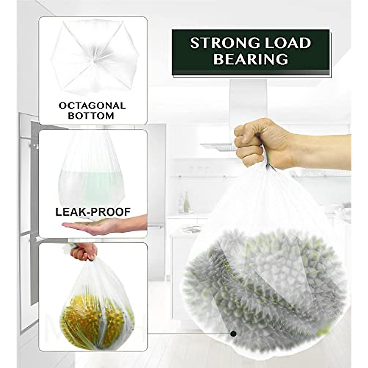 120 Counts Small Trash Bags, 1.2 Gallon Small Garbage Bags with Tear & Leak Resistant Biodegradable 5 Liter Mini Compostable Strong Bathroom Trash Bags, Recycling Eco-Friendly Trash Can Liner (white)