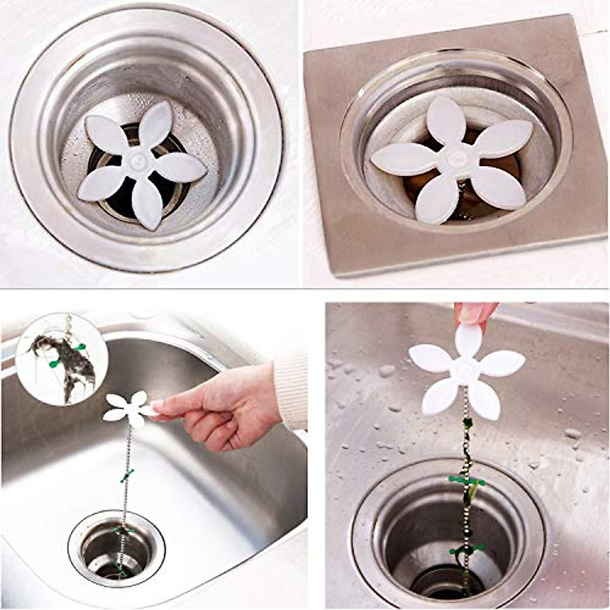 Drain Hair Catcher, 12 Pack Flower Hair Drain Catcher, Bathtub Drain Cover Drain Clog Protectors for Bathtubs and Sinks