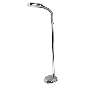 Adjustable Floor Lamp - Full Spectrum Natural Sunlight Lamp with Bendable Neck - Dimmable Light for Bedroom or Living Room by Lavish Home (Chrome)