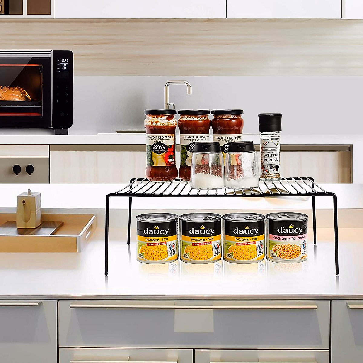 GEDLIRE Cabinet Storage Shelf Rack Set of 6, Medium (13 x 9.4 inch) Rustproof Metal Wire Kitchen Cabinet Organizer and Storage, Cupboard Spice Shelf Rack for Plate, Dish, Counter & Pantry Organization