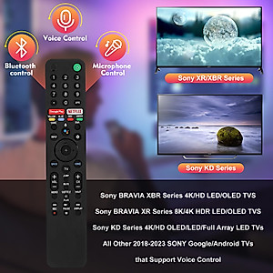 RMF-TX500U for Sony TV Remote Replacement, for All Sony Remote/Sony Bravia TV Voice Remote, RMF-TX500U for Sony Remote Control for Smart TV XBR/KD/XR Series X800H X950G A8H Etc, 1 Year Full Warranty