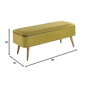 Ball & Cast Upholstered Bench, 42" W, Avocado Green