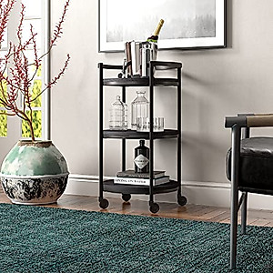 Graham 21'' Wide Round Bar Cart in Black Grain